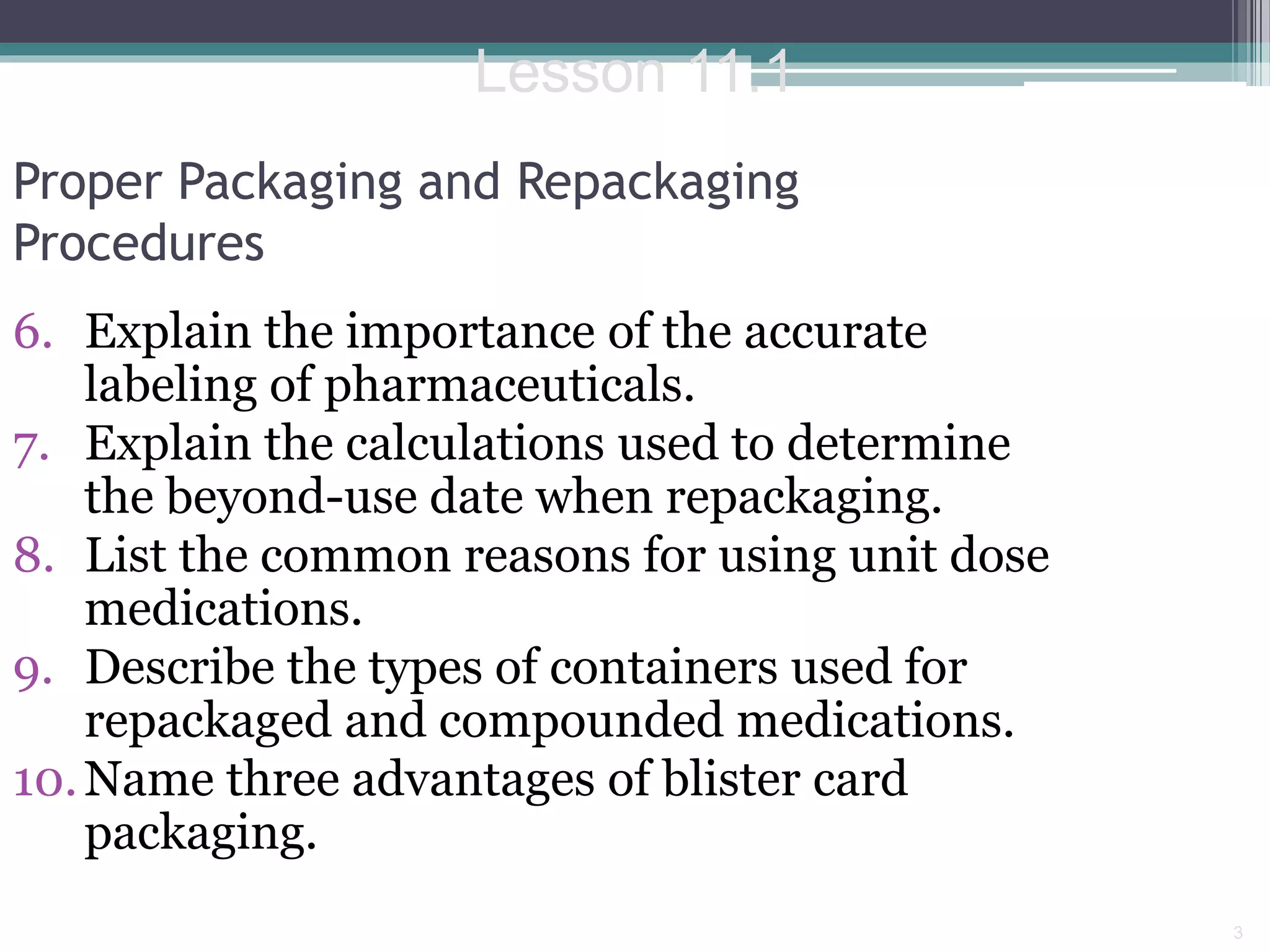 Chapter 11 Bulk repackaging and non-sterile compounding | PPTX