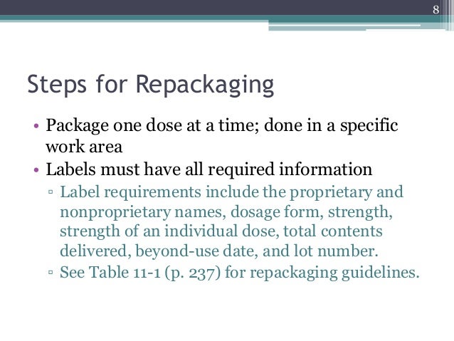 Chapter 11 Bulk repackaging and non-sterile compounding