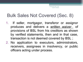 Bulk sales law | PPT | Business | Business and Finance