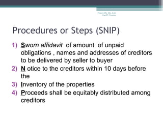 Bulk sales law | PPT | Business | Business and Finance