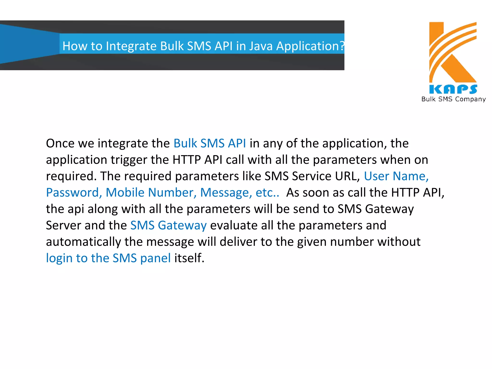 Bulk sms gateway integration in java | PPT