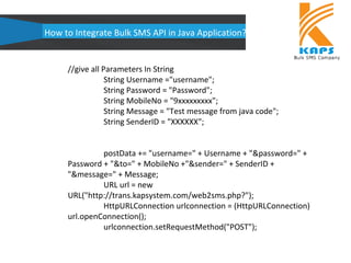 Bulk sms gateway integration in java | PPT | Email | Internet