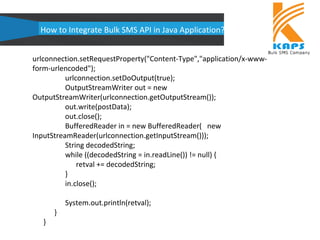 Bulk sms gateway integration in java | PPT | Email | Internet