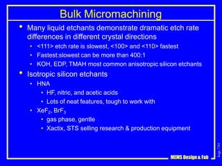 bulk surface micromachining and engg stuff about mems | PPTX