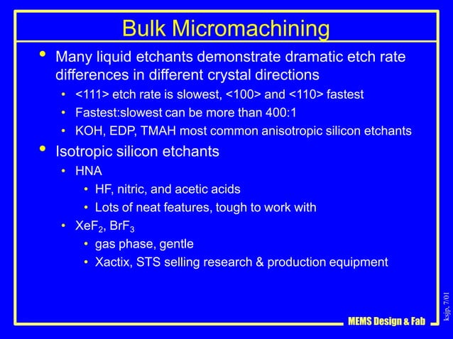 bulk surface micromachining and engg stuff about mems | PPTX