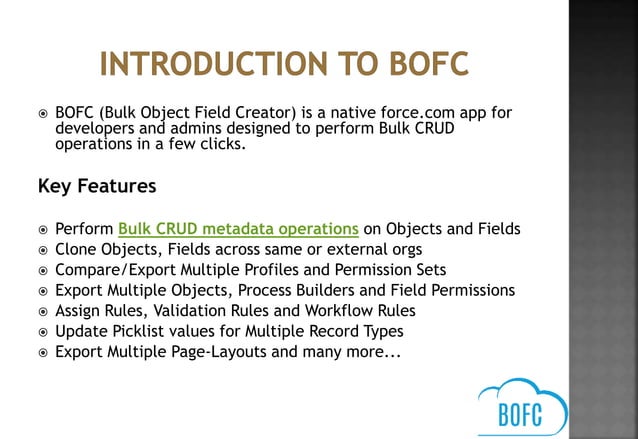 Bulk Update Operations In Salesforce Using Bofc App Ppt