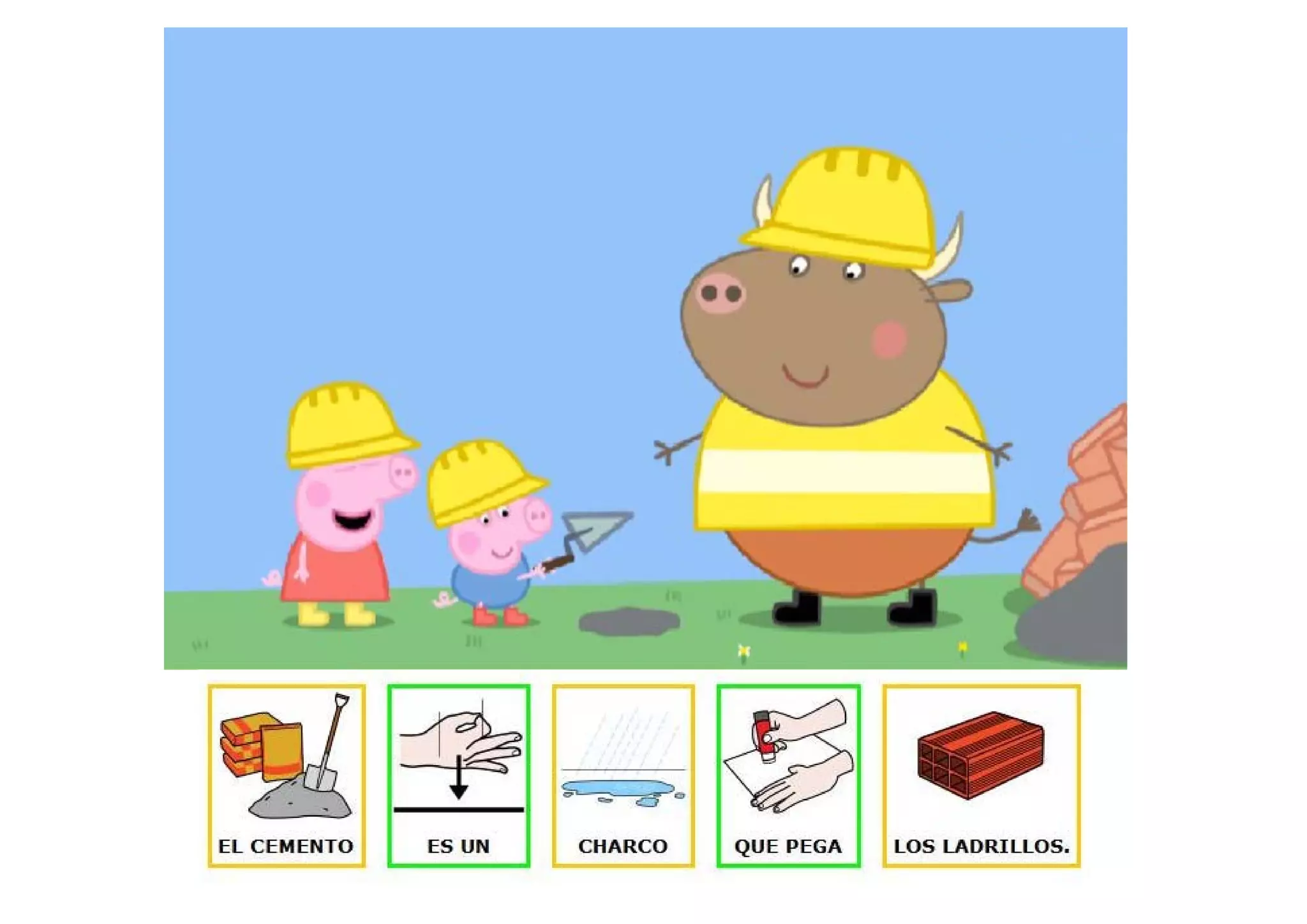 Sr. Bull ( Peppa Pig ) construye una casa. Cuento con pictogramas ...