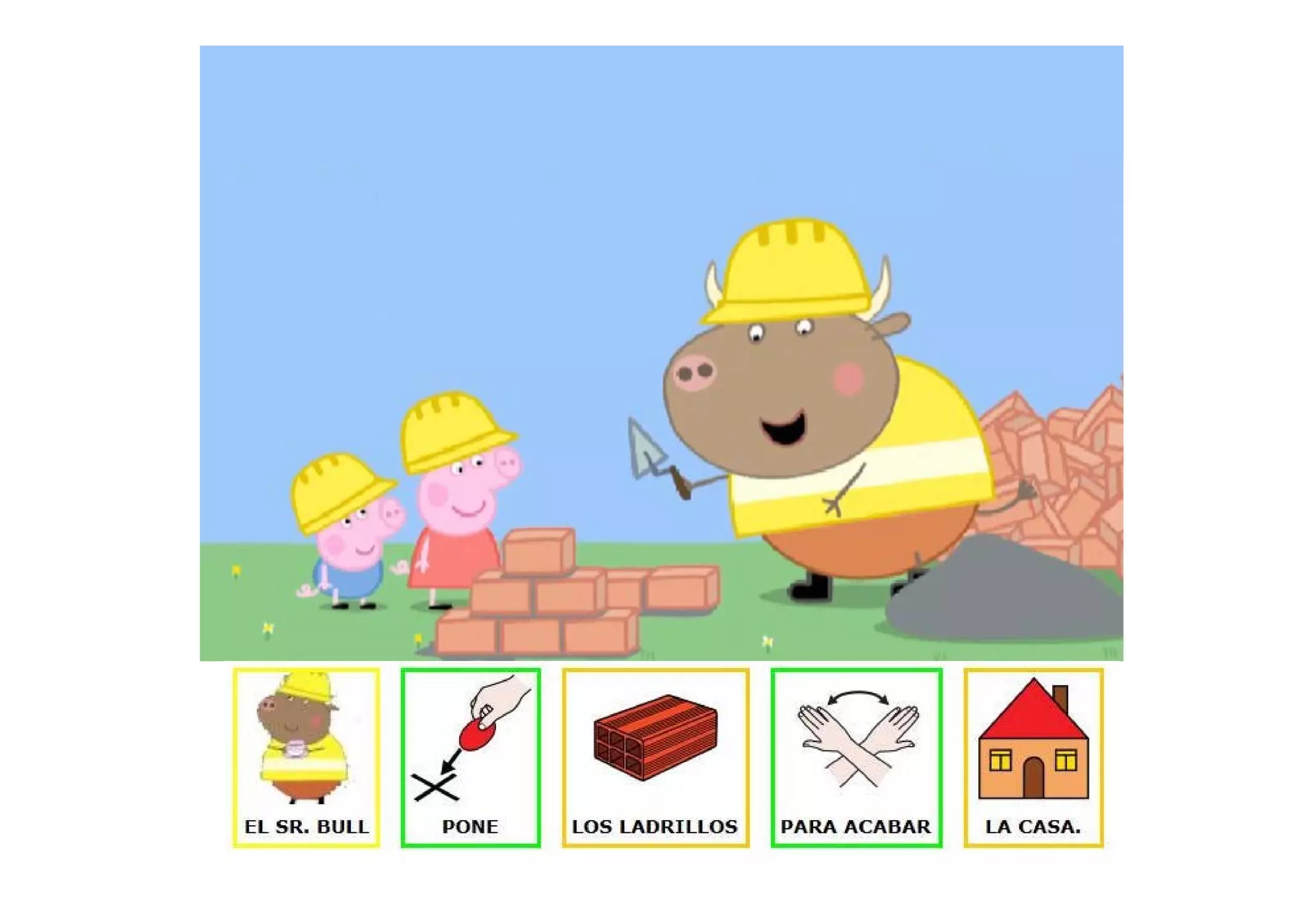 Sr. Bull ( Peppa Pig ) construye una casa. Cuento con pictogramas ...