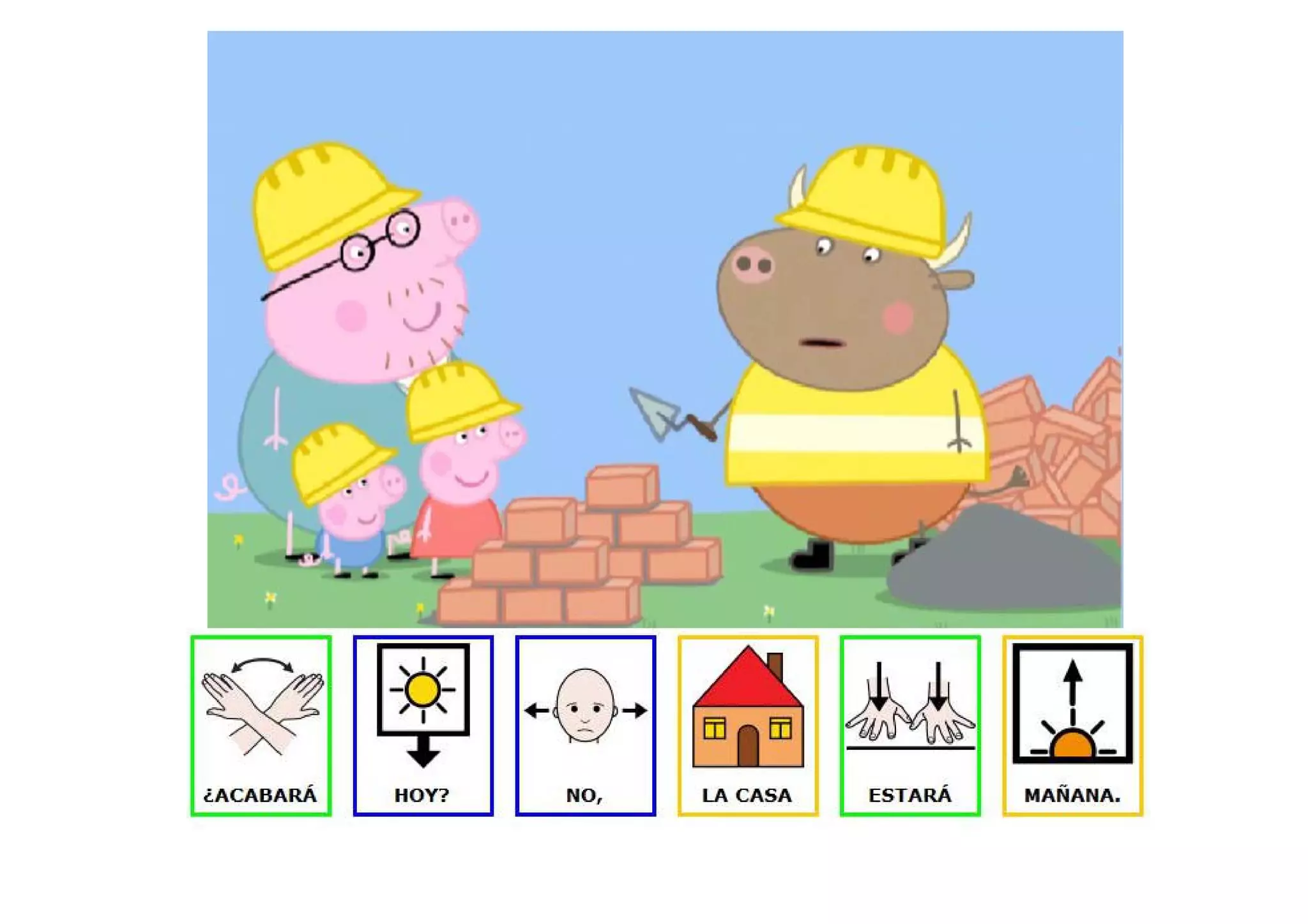 Sr. Bull ( Peppa Pig ) construye una casa. Cuento con pictogramas ...