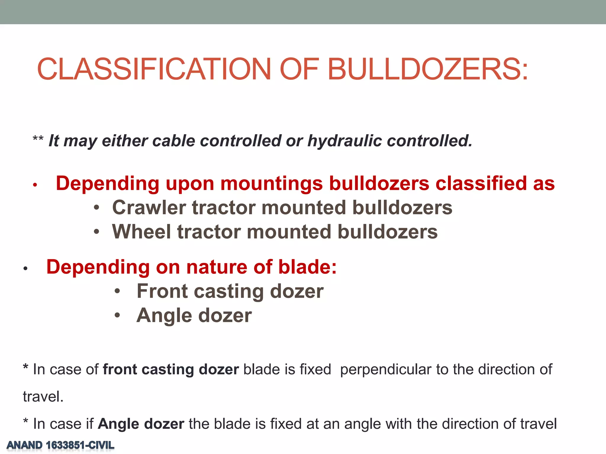 Bulldozer as machinery equipment | PPTX