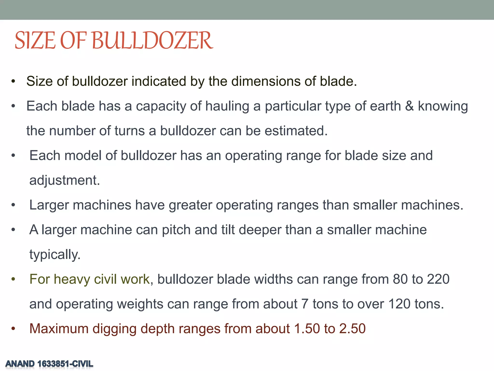 Bulldozer as machinery equipment | PPTX