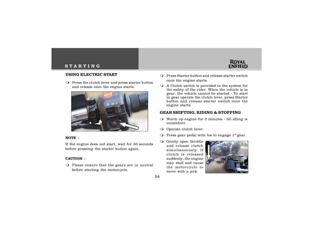 ROYAL ENFIELD OWNER MANUAL Bullet 350 Twinspark | PDF | Auto Type ...