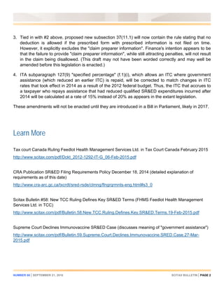 Bulletin #66 - Ottawa Tweaks SR&ED Legislation | PDF | Business ...