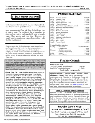 Pax Christi Catholic Church Staff, Lexington, KY | PDF