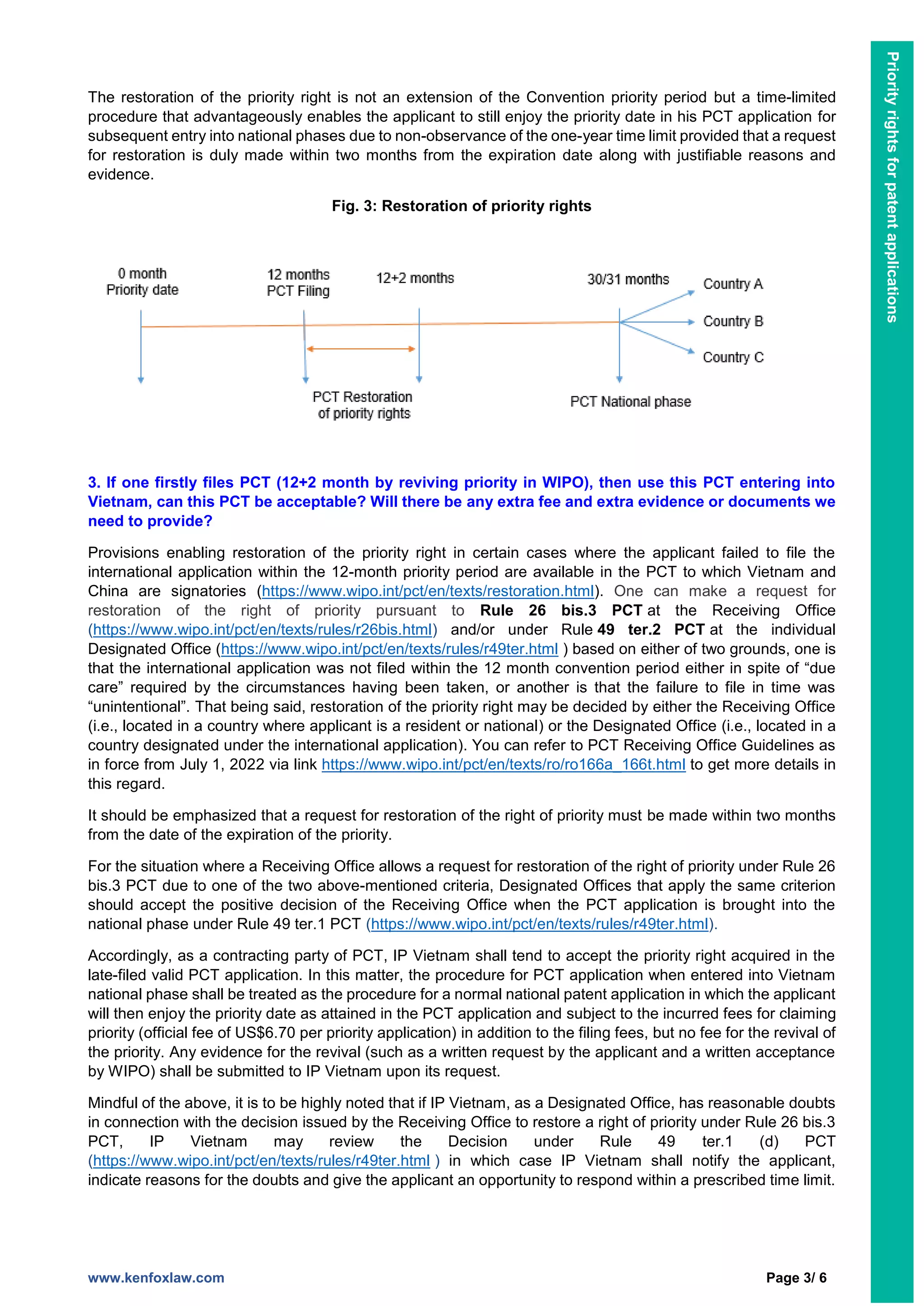 Restoration of priority rights for patent applications in Vietnam ...