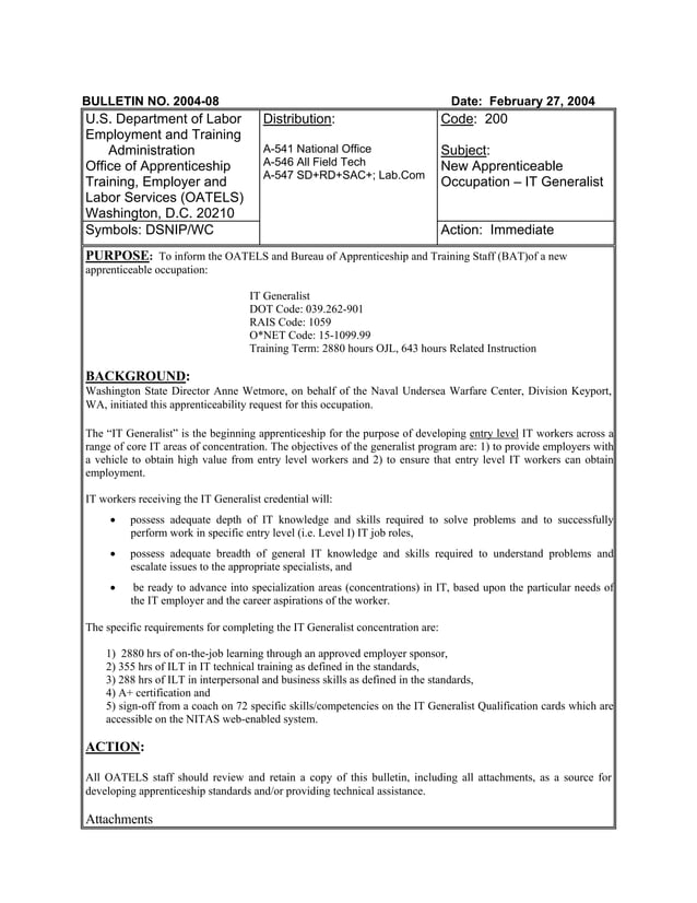 Bulletin 2004 08-it_generalist_occupation | PDF | Computing ...