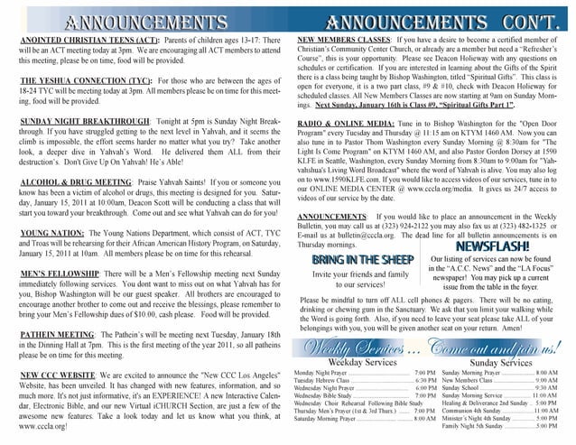 Weekly Bulletin Announcements | PDF
