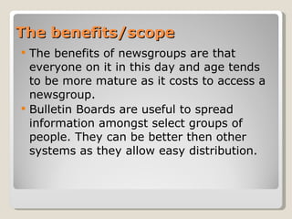 Bulletin Boards Newsgroups | PPT