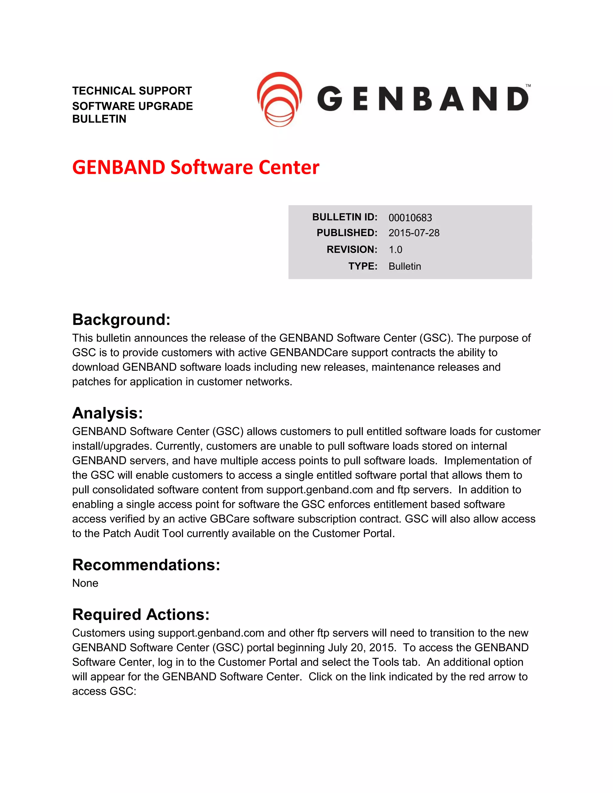 Bulletin genband software center deployment final | PDF