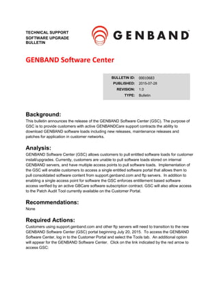 Bulletin genband software center deployment final | PDF