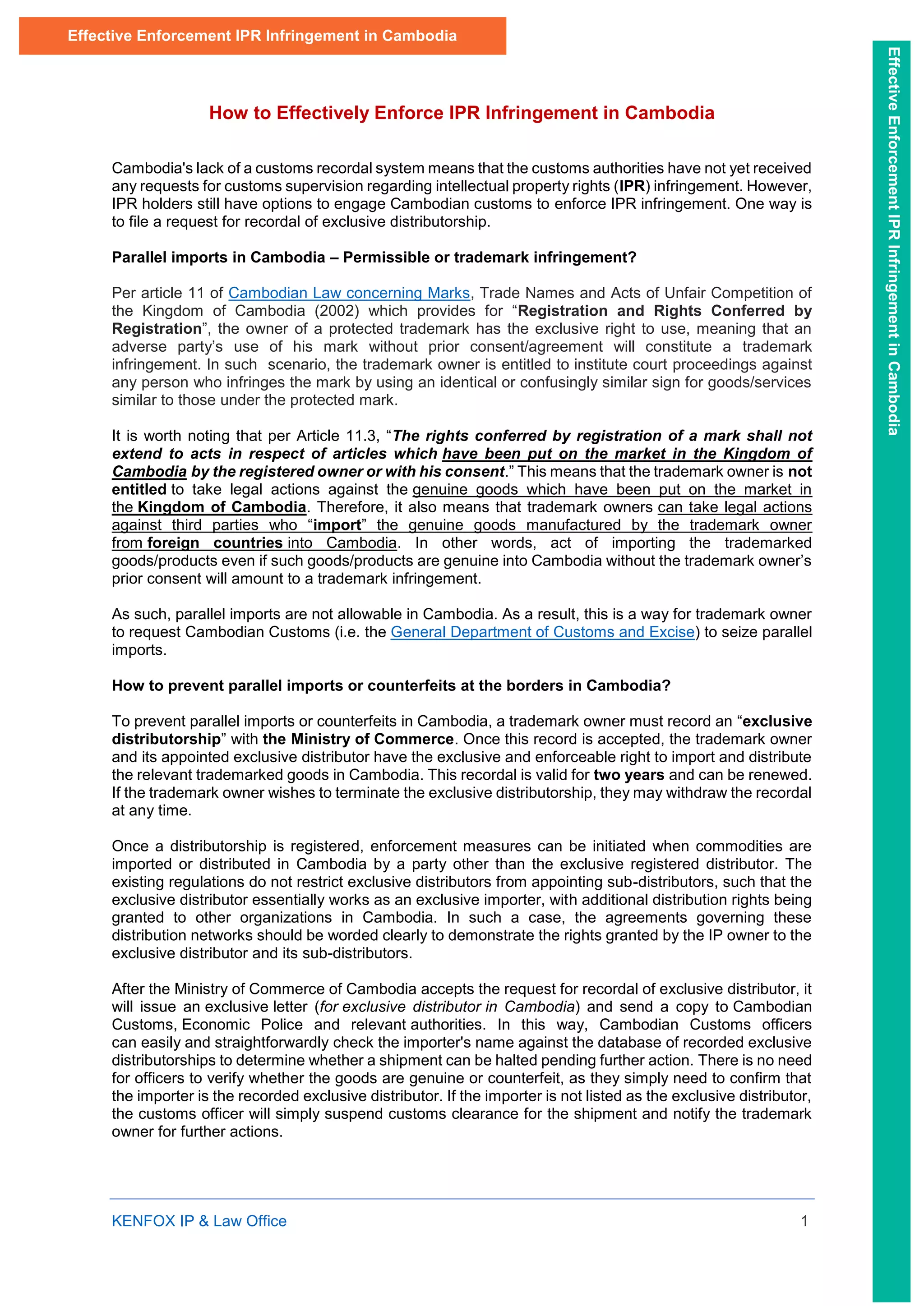 How to Effectively Enforce IPR Infringement in Cambodia.pdf