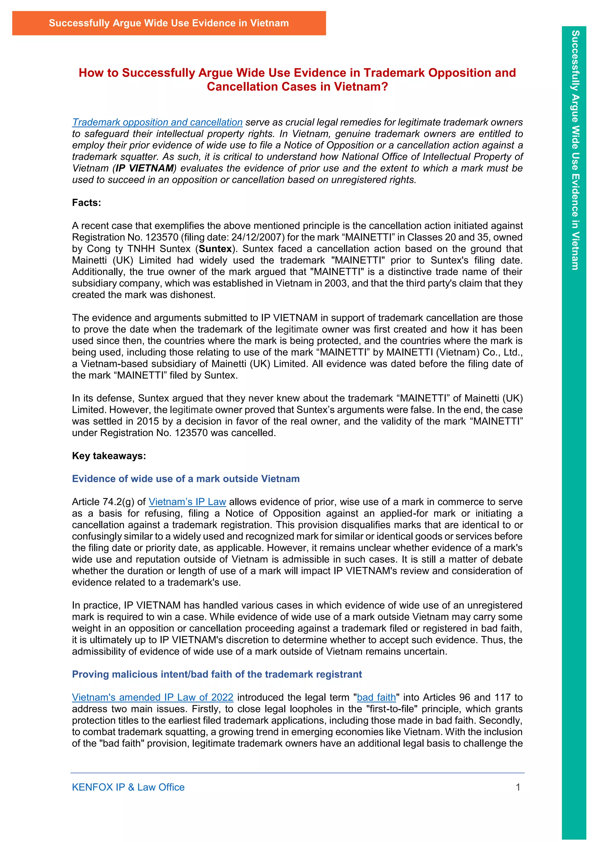 How to Successfully Argue Wide Use Evidence in Trademark Opposition and ...