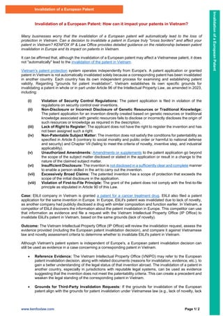 Bulletin Invalidation of a European Patent How can it impact your patents in Vietnam.pdf