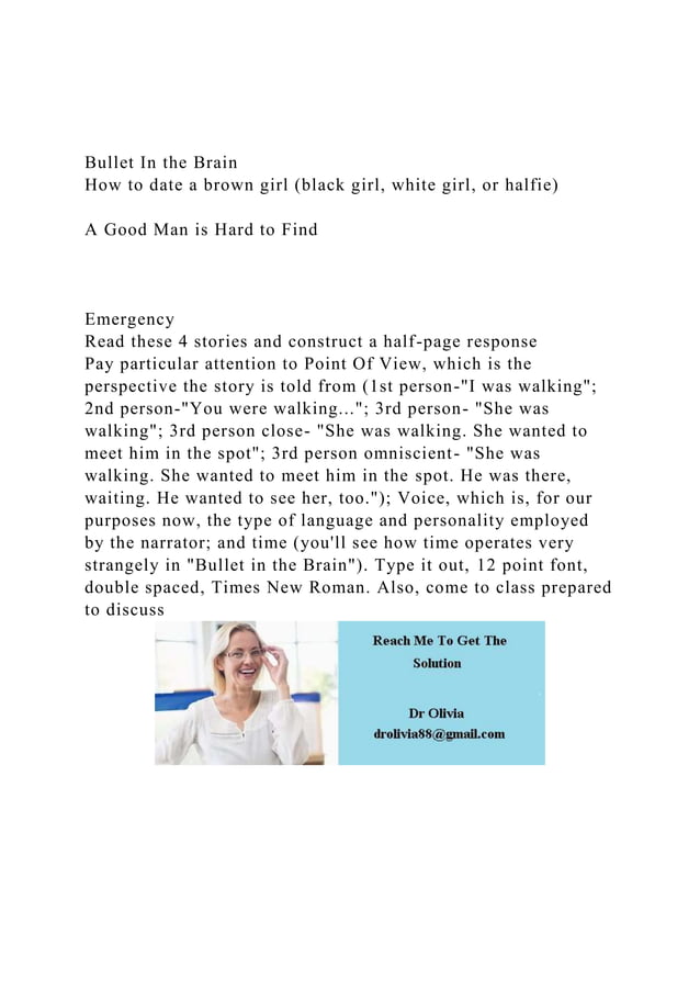 Bullet In the BrainHow to date a brown girl (black girl, white.docx
