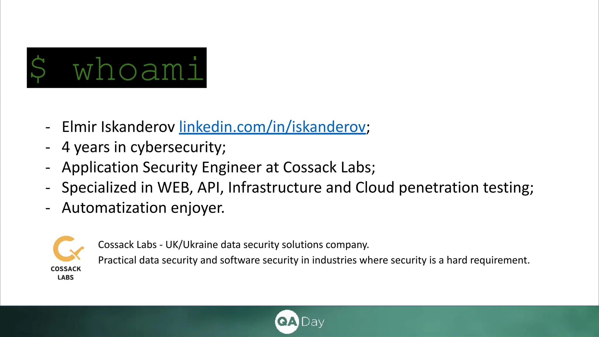 ЕЛЬМІР ІСКАНДЕРОВ «Bulletproof Your Software: The Magic of Security ...