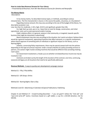 Handout 1: Money Matrix | PDF