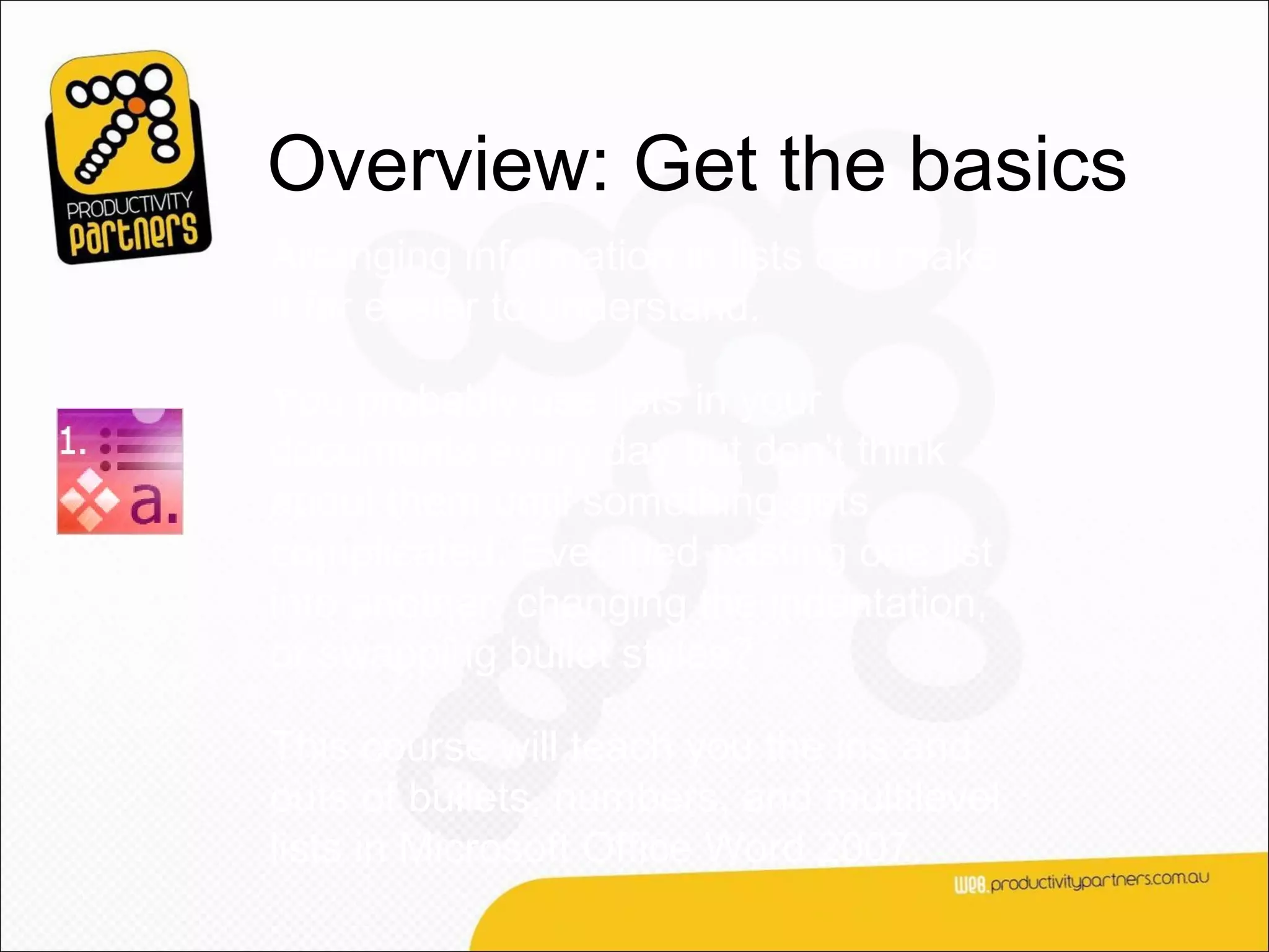 Bullets numbering lists_without_questions | PPT | Desktop Publishing | Computer Software and ...