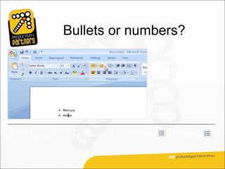 Bullets numbering lists_without_questions | PPT | Desktop Publishing | Computer Software and ...