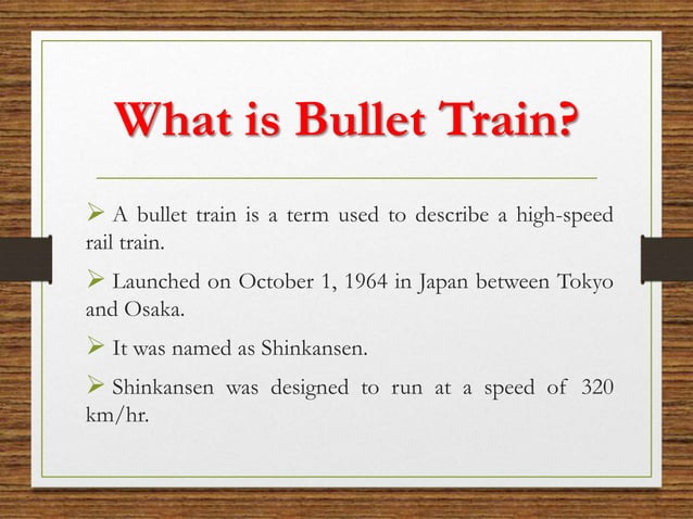 Bullet train In India | PPTX | Rail Travel | Travel Type