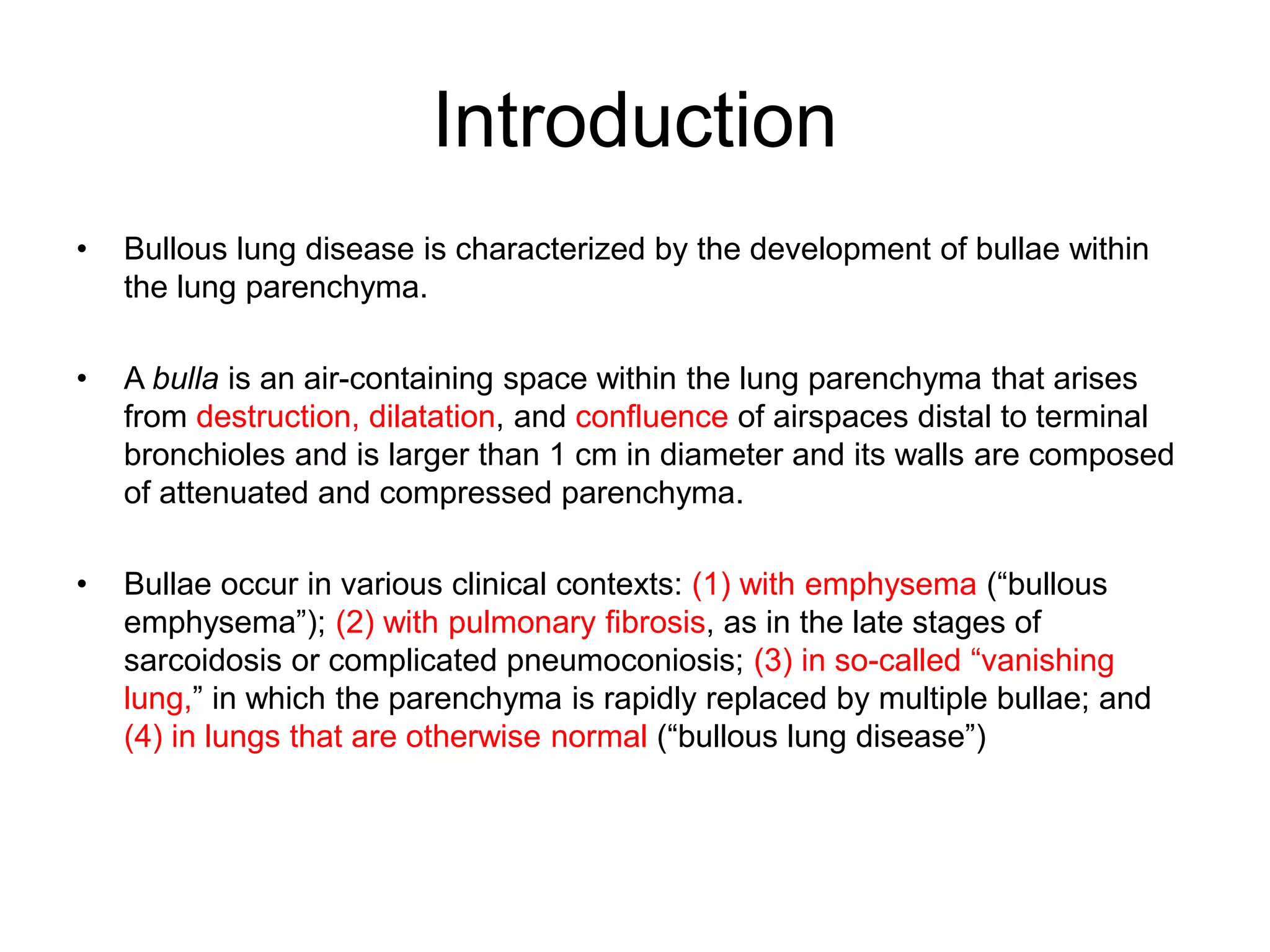 Approach to Bullous lung disease | PPT