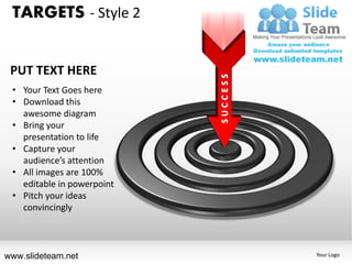 Bullseye darts targets style design 2 powerpoint ppt templates. | PDF