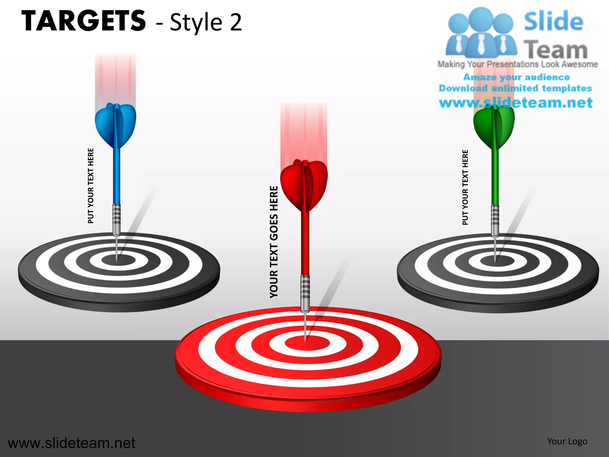 Bullseyes darts targets design 2 powerpoint ppt templates. | PPT