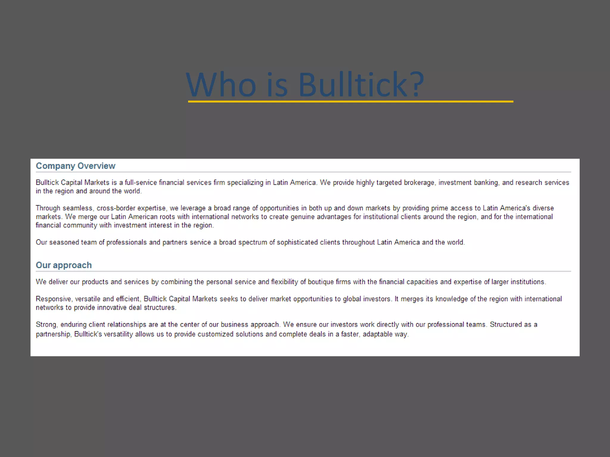 Who is Bulltick | PPT