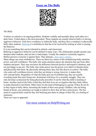 Bully Essay | PDF