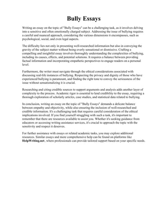 Bully Essays | PDF