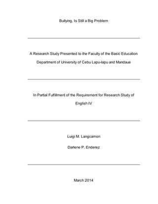 Research Study about Bullying | DOCX