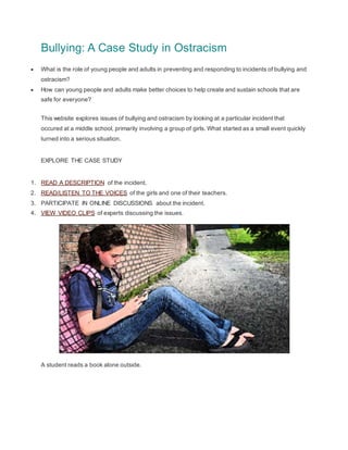 Bullying a case study in ostracism | DOCX
