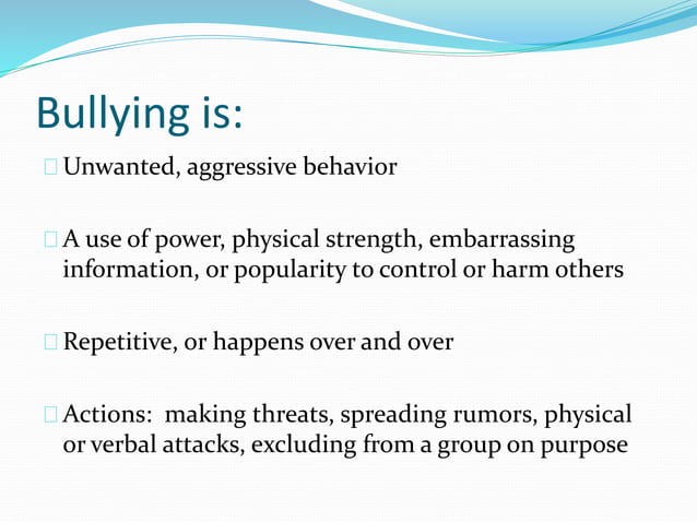 Bullying and bully prevention | PPTX | Crime & Harmful Acts to ...