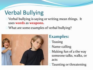 Verbal Bullying Examples
