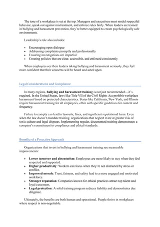 Bullying and Harassment Training: Creating Safer, More Respectful ...