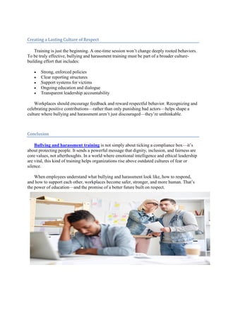 Bullying and Harassment Training: Creating Safer, More Respectful ...