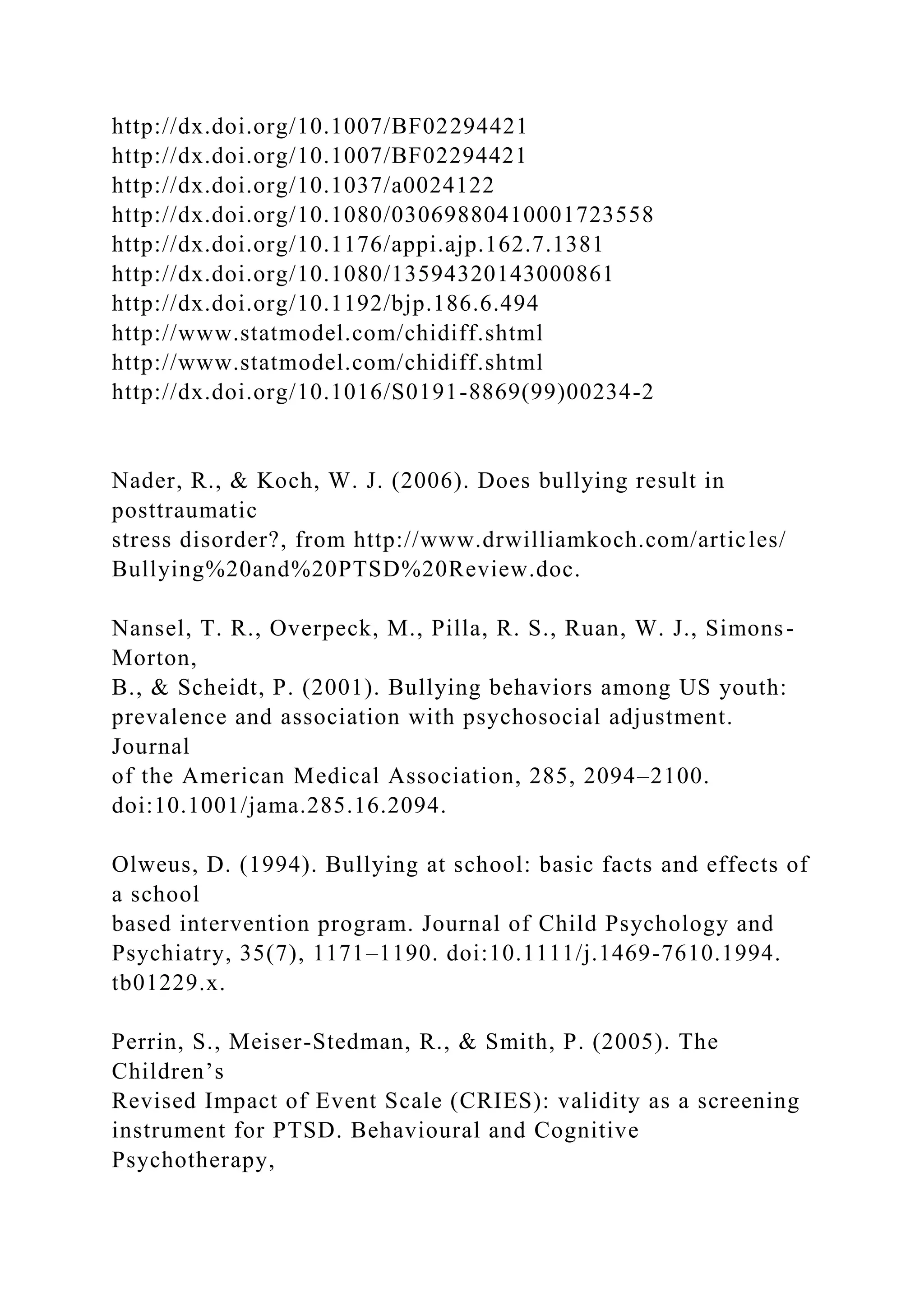 Bullying and PTSD SymptomsThormod Idsoe & Atle Dyregrov & .docx