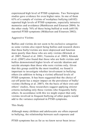 Bullying and PTSD SymptomsThormod Idsoe & Atle Dyregrov & .docx