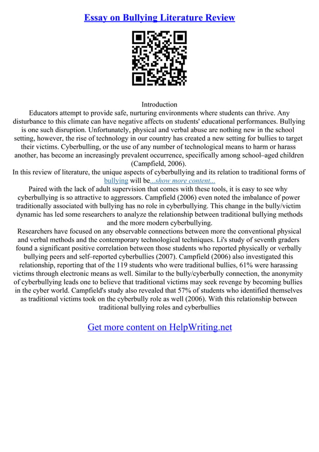 Bullying Essay Example | PDF