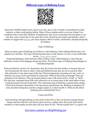 Bullying Essay Example | PDF