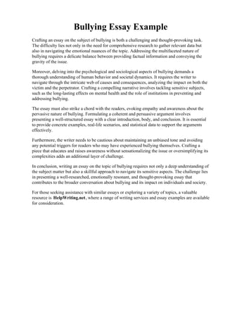Bullying Essay Example | PDF